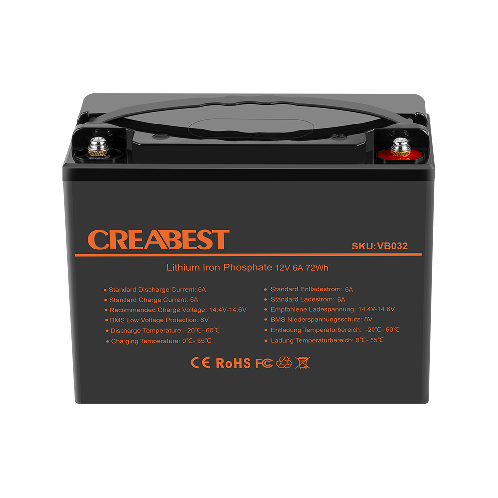 LiFePO4 12V 6Ah 72Wh Deep Cycle Battery VB032 – Creabest
